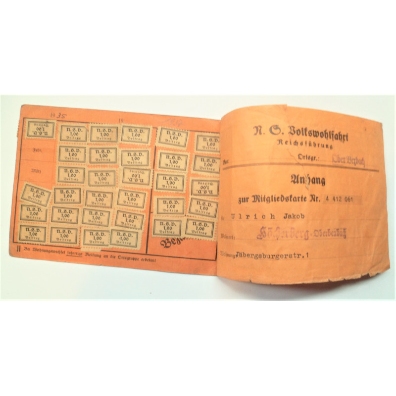 WW2 German NSV National Socialist Ration Book