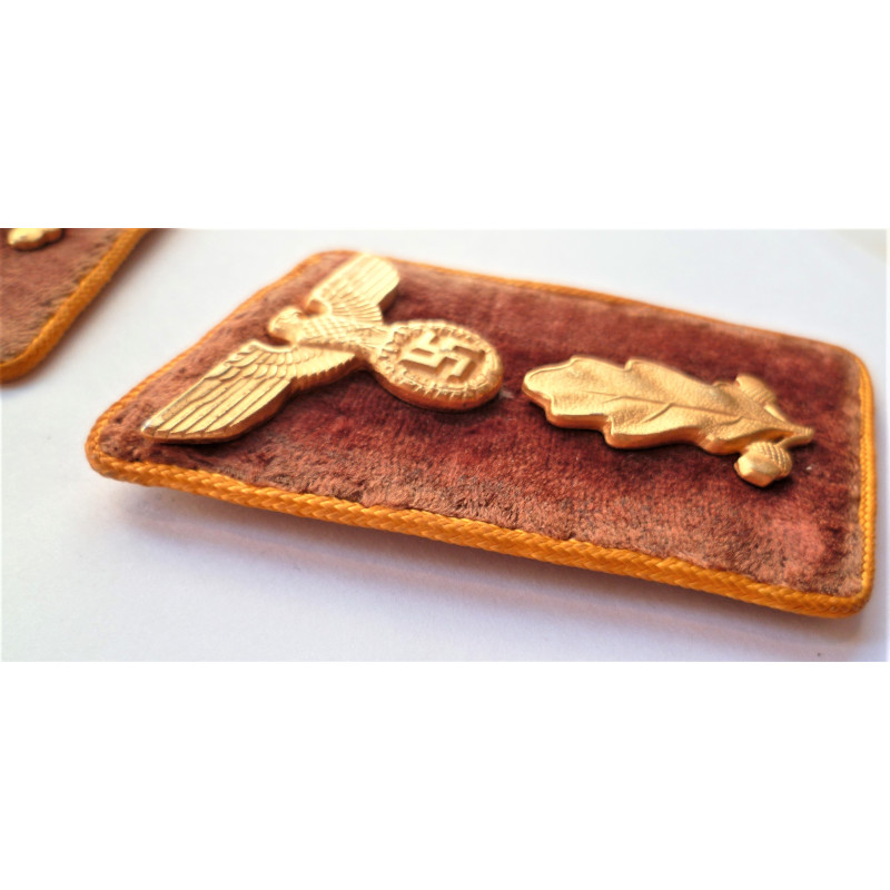 Pair WW2 German NSDAP Political Leaders Collar Tab Reichs-Level