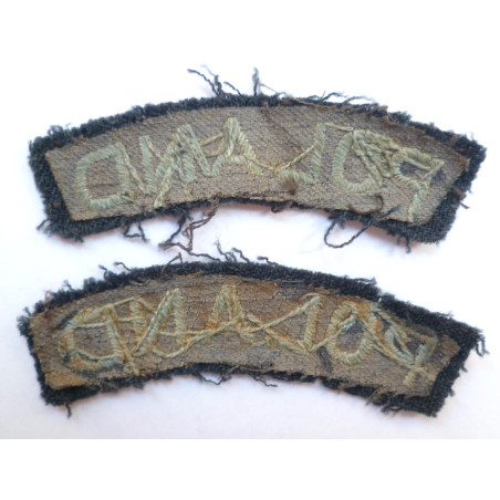 Pair WW2 RAF Nationality Cloth Shoulder Titles Poland