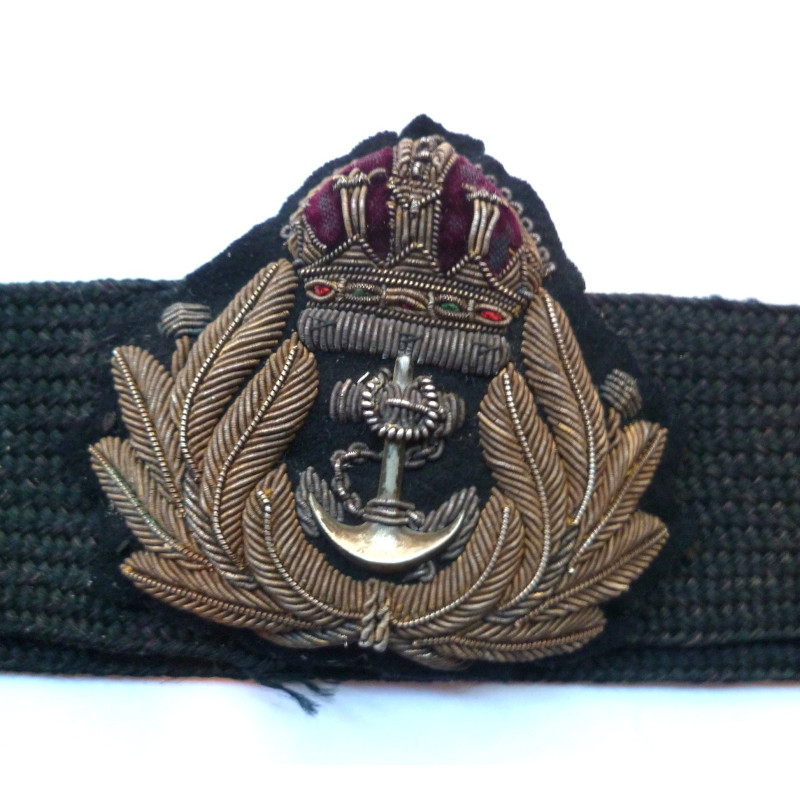 WW2 Royal Navy Officers Cap Badge RN bullion insignia