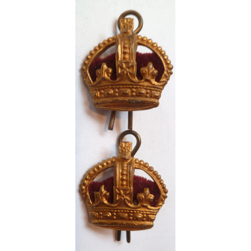 Pair of King's Crown Major Rank British Army WW2