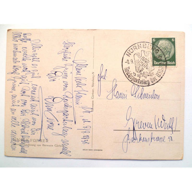 WW2 German Post Card of Adolf Hitler, The Fuhrer 1936