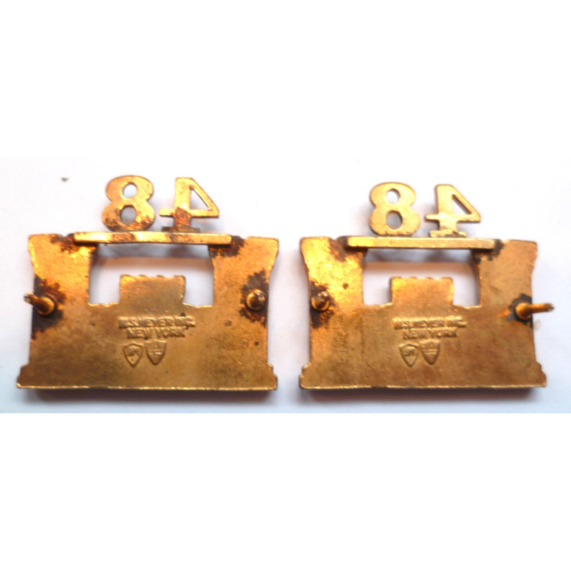 Pair US 48th Engineer Regiment Officers Collar Badges DUI