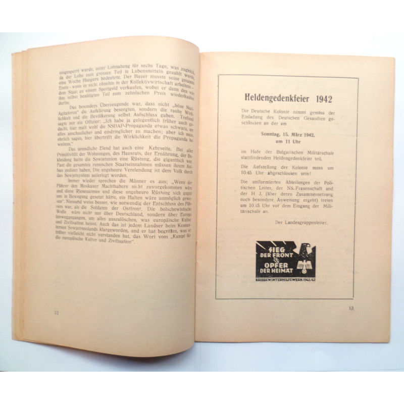 WWII German Pamphlet The German in Bulgaria 1942 NSDAP Third Reich