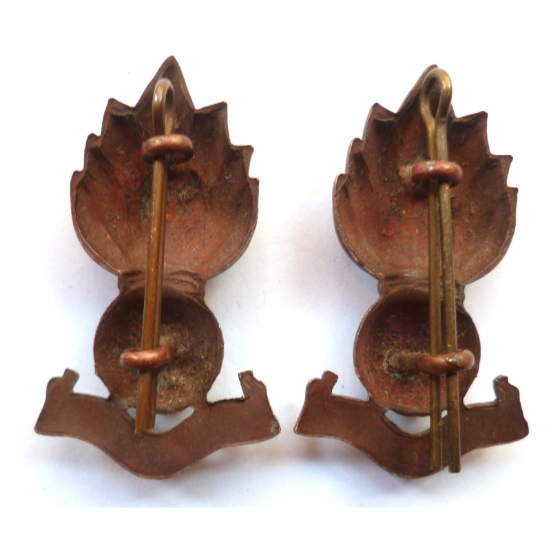 Pair Royal Engineers Officers Bronze Collar Badges