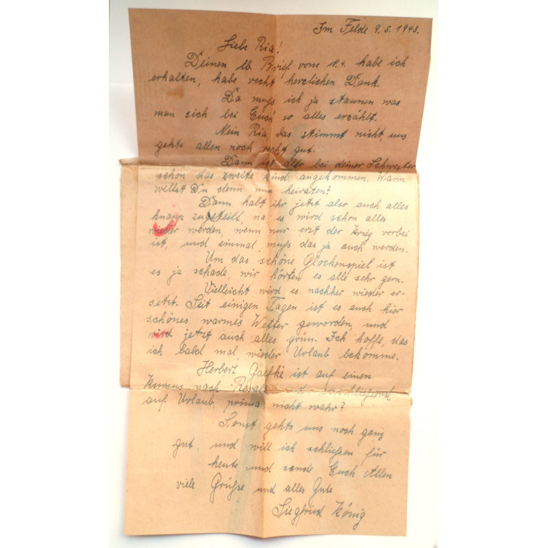 German 1943 Russian Front Field Post Letter