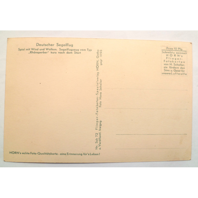 German Third Reich Glider Postcard "Our Luftwaffe"