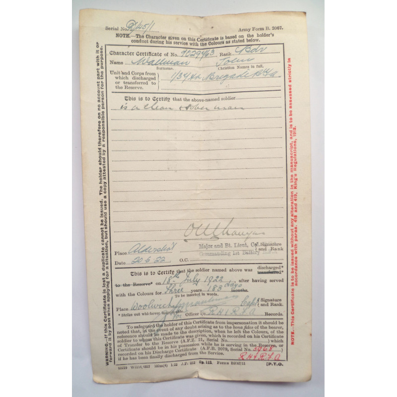5 WW1 Documents to 49231 ohn Wallman R.F.A. 1914 star, Victory and War Medal Recipient