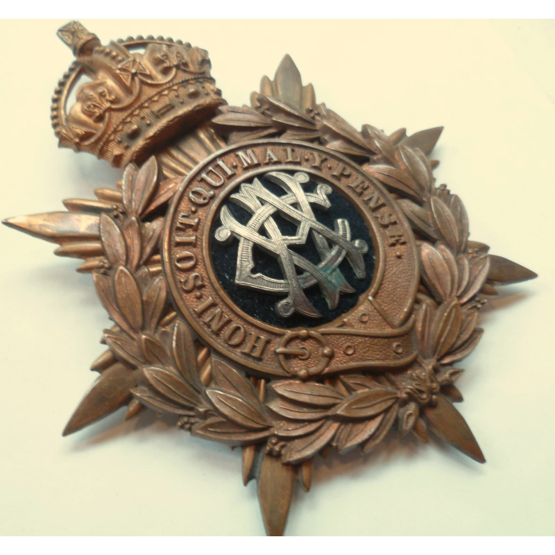 WW1 Army Veterinary Corps Officers Blue Cloth Helmet Plate AVC