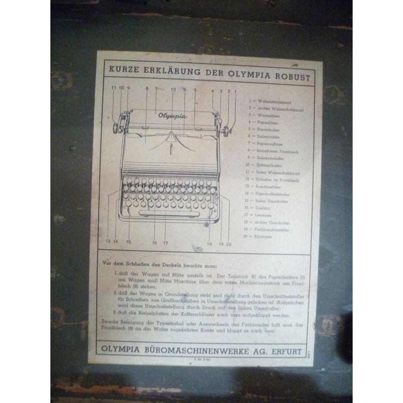 WWII German Typewriter with the SS Runic Key olympia