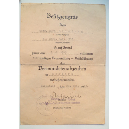 WW2 Citations to Corporal Kurt Bliedung Storm Battalion, Iron Cross ...