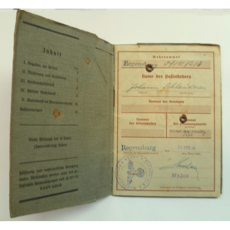 WW2 German Wehrpass- Third Reich Insignia