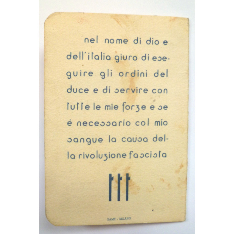 (Italy) ONB. Opera Nazionale Balilla Card + Shooting Membership