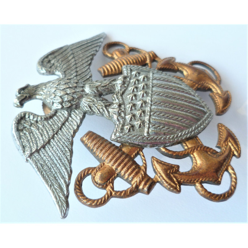 United States Navy officer Hat Badge with Band World War Two USN badge