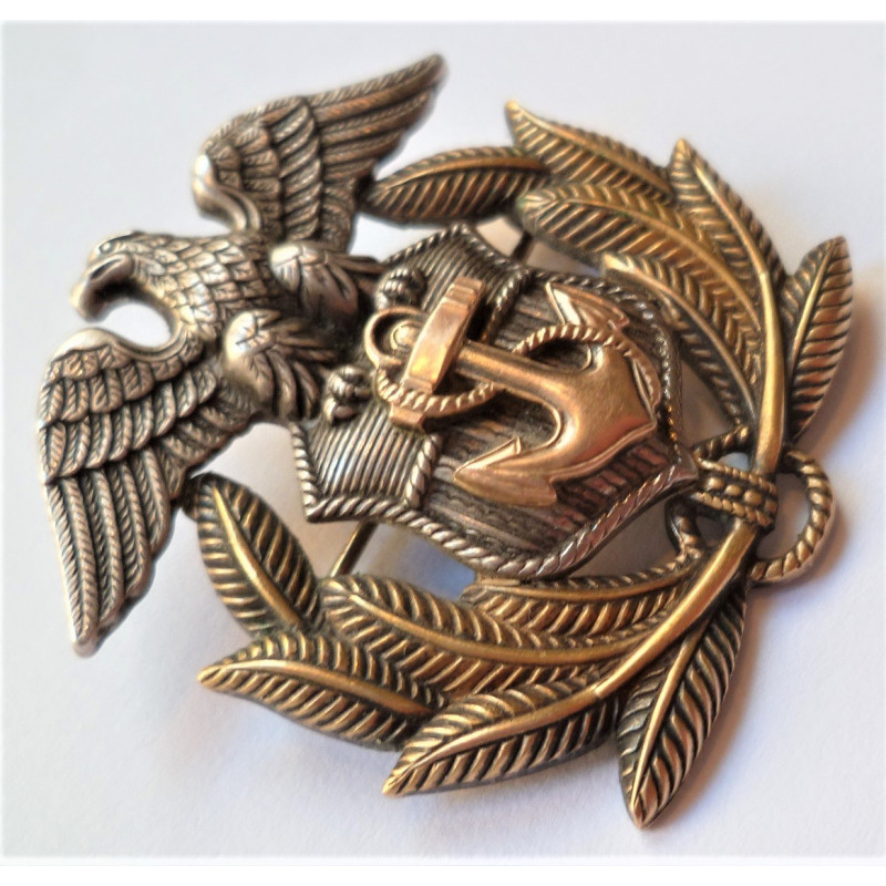 WWII US Maritime Service Sterling Silver Overseas Cap Badge. WW2