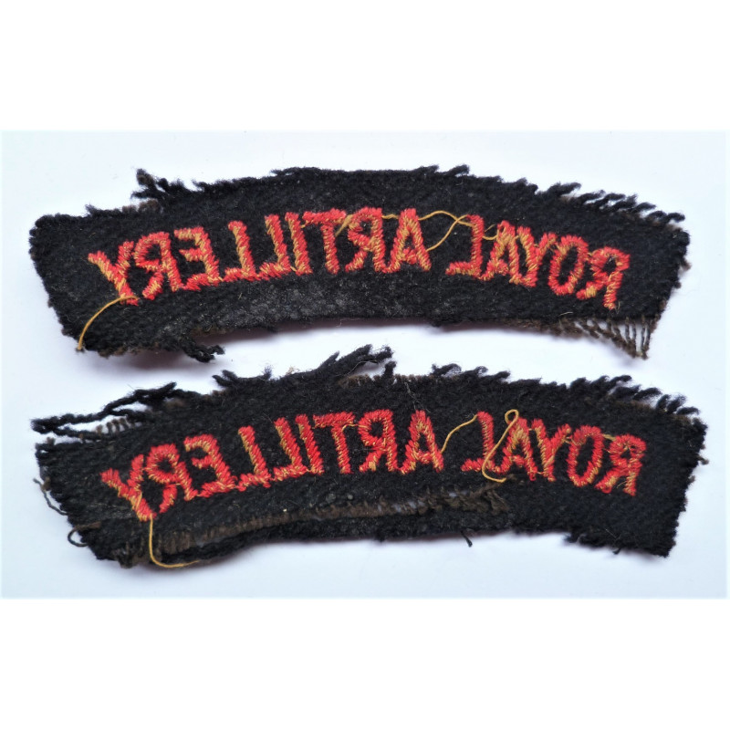 Pair WW2 Royal Artillery Cloth Shoulder Titles World War Two insignia